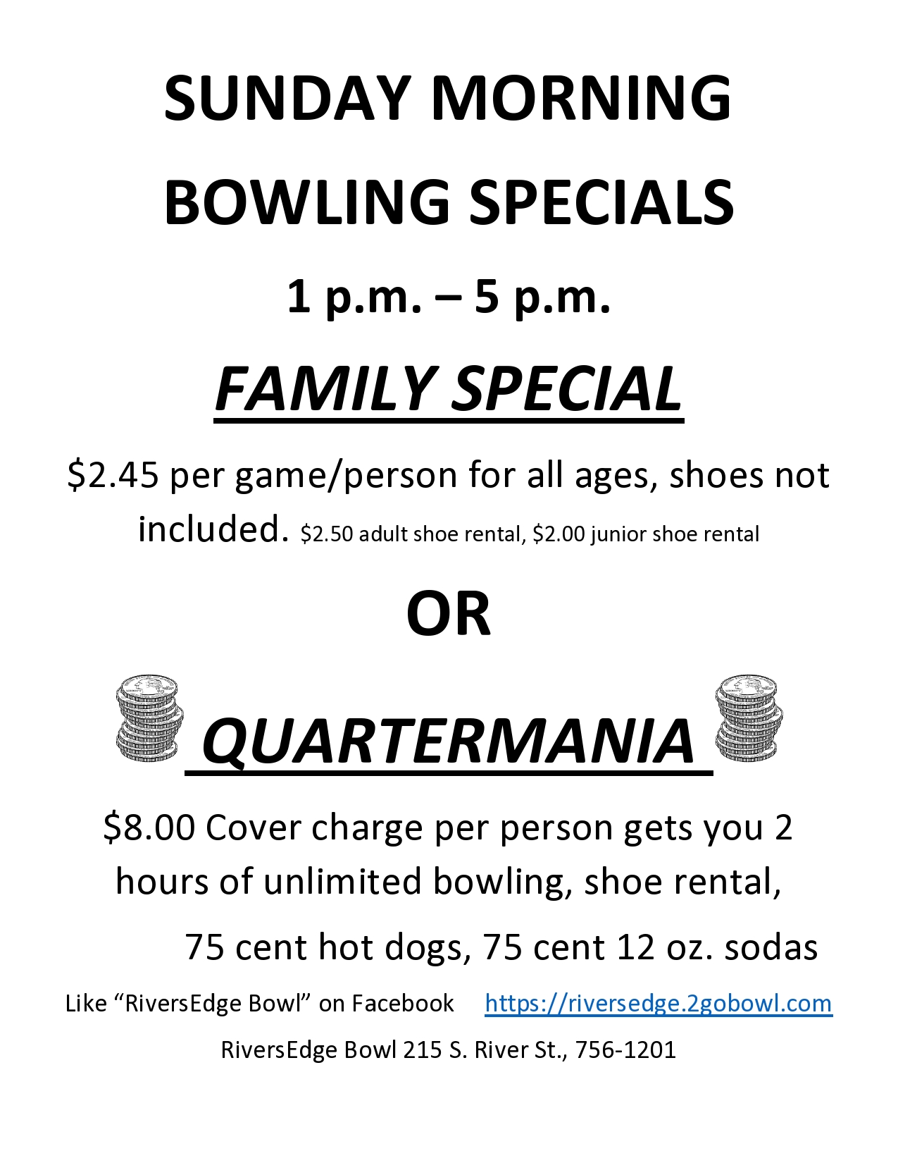 Bowling Specials – RiversEdge Bowl Janesville,WI Bowling Center